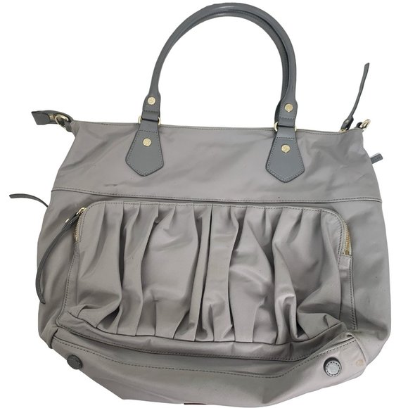 MZ Wallace | Bags | Mz Wallace Grey Nylon Leather Detail Straps Large ...